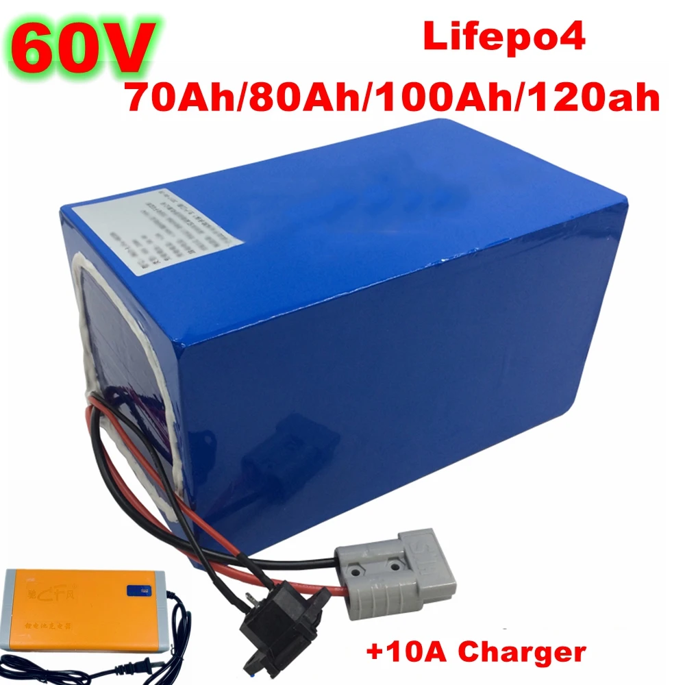 Lifepo4 60V 70Ah 80Ah 100Ah 120Ah 전원 배터리 팩, 전기 자전거 스쿠터 대형 오토바이 + 73v 10A 충전기 대용량