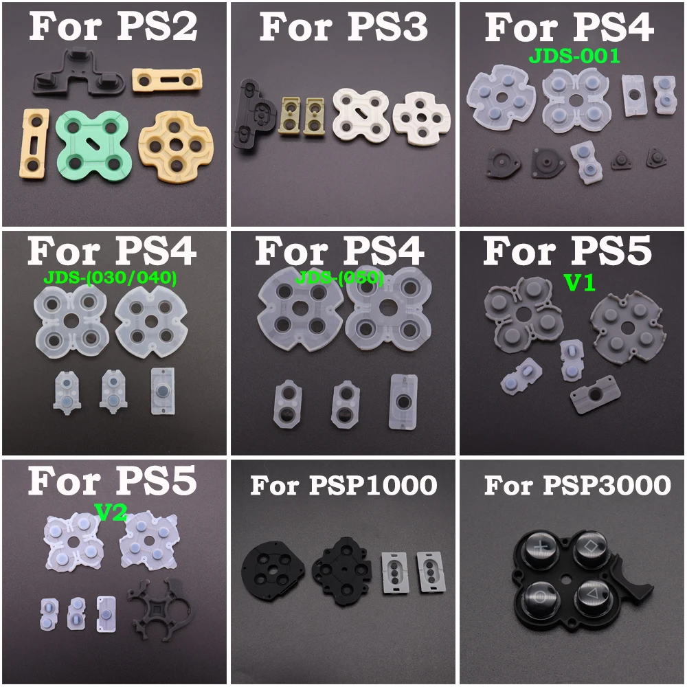 For PS2 PS3 PS4 PS5 Replacement Silicone Rubber Conductive Button Pad ...