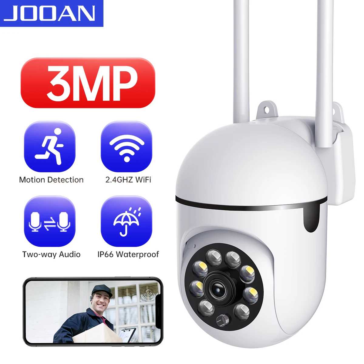 JOOAN-3MP-PTZ-IP-Camera-Color-Night-Auto-Tracking-CCTV-IP-WiFi-Camera ...