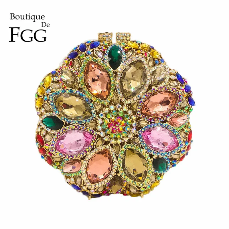 Boutique-De-FGG-Round-Circular-Colorful-Women-Crystal-Clutch-Evening ...