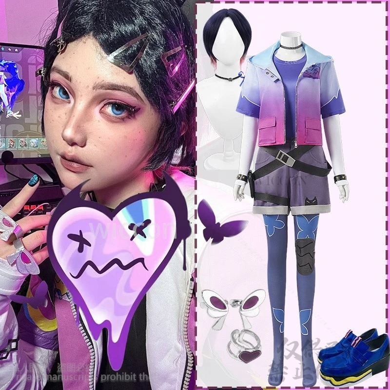 Anime Game Valorant Cosplay Clove Costume Purple Uniform Suit Top ...