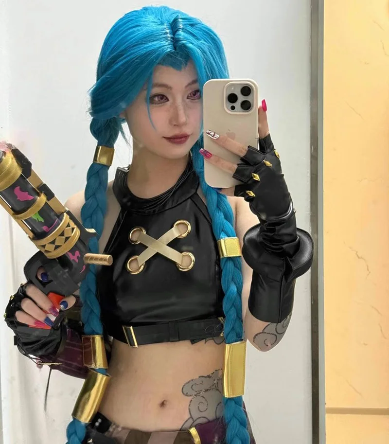 Full Set LOL Game Arcane Jinx Cosplay Costume The Loose Cannon Jinx ...