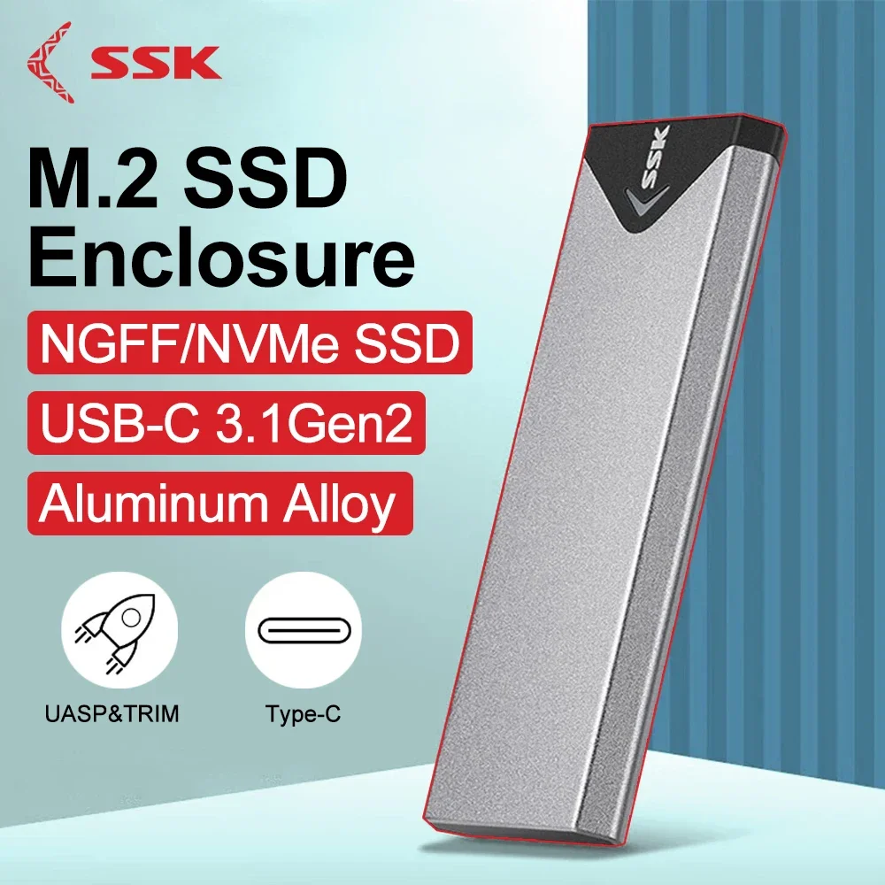 SSK-Aluminum-M-2-NVME-SATA-SSD-Enclosure-Adapter-Type-C-External-Case ...