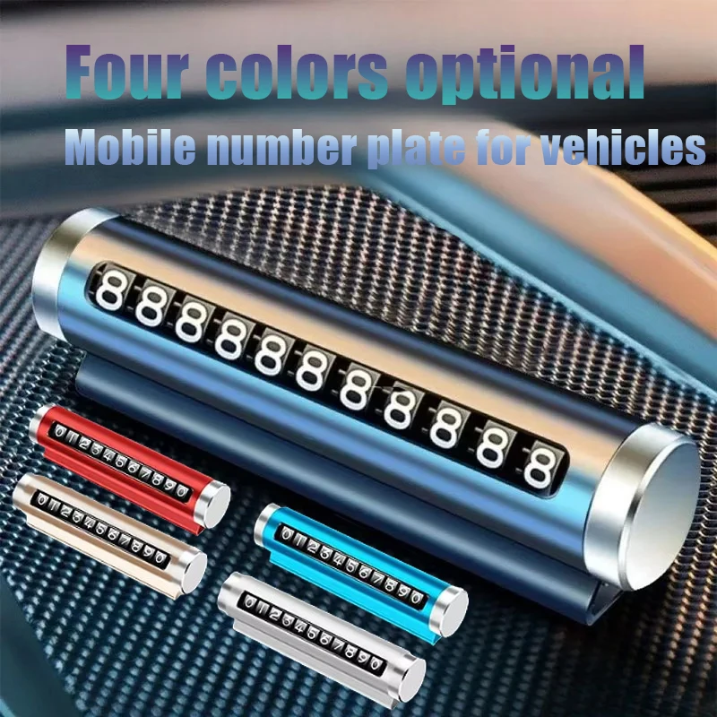 Universal Metal Car Temporary Parking Card Rotate Phone Number Plate ...