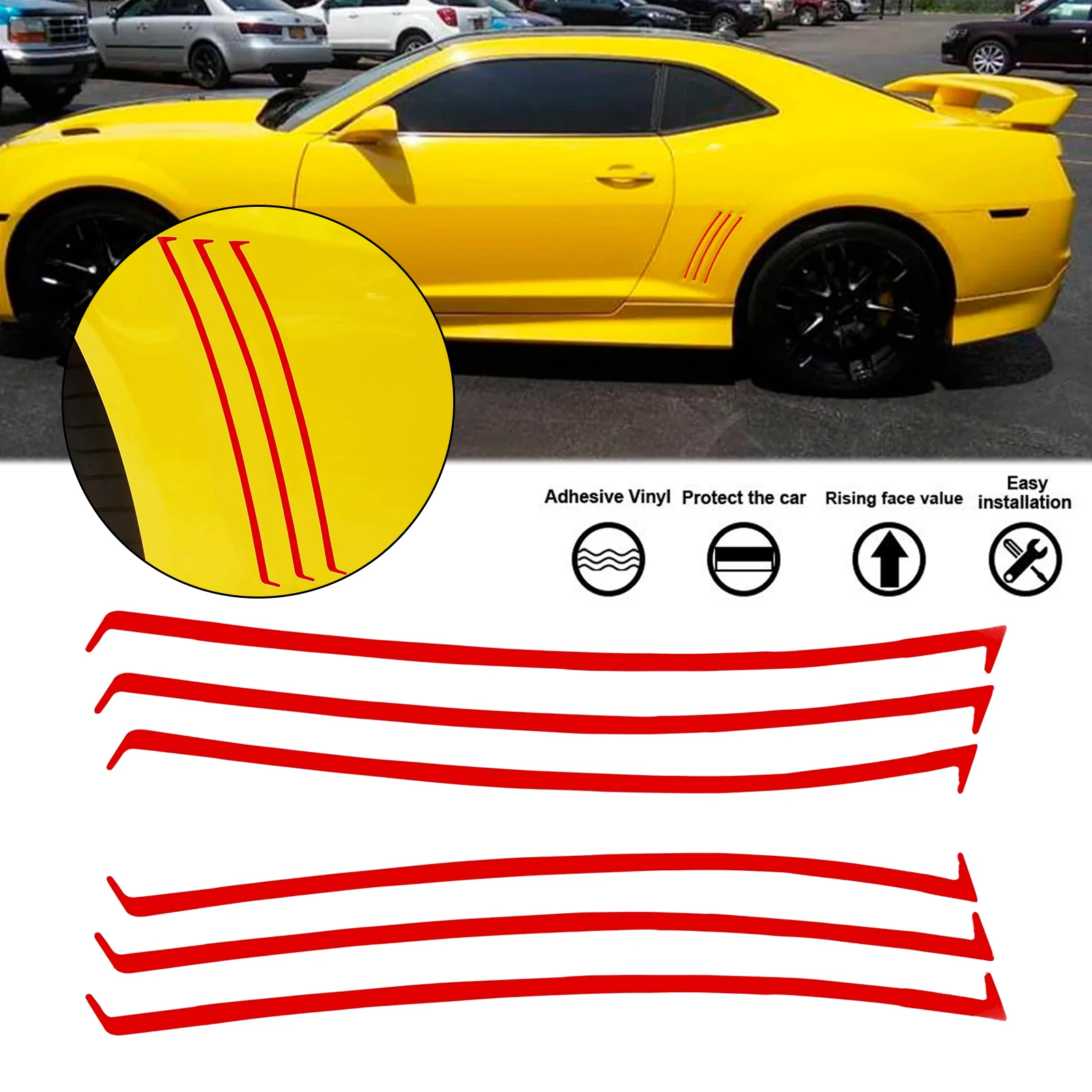Racing-Red-Side-Fender-Body-Vent-Grill-Stripe-Decals-Insert-Stickers ...