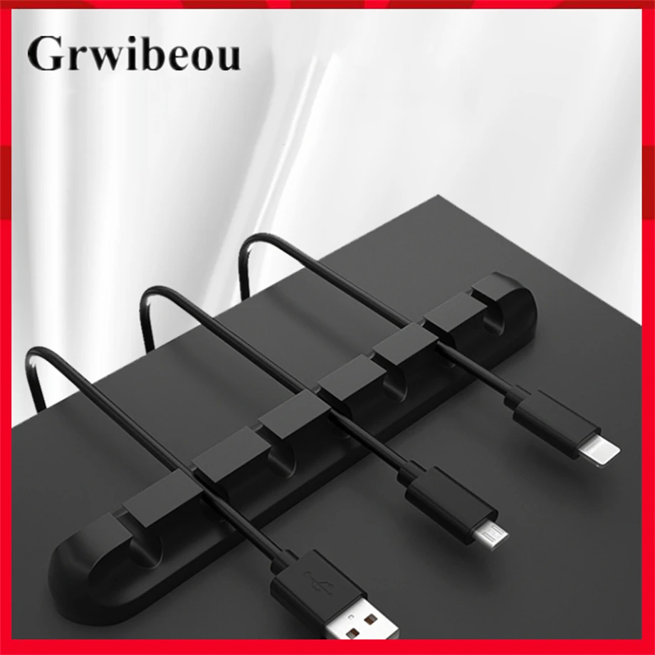 Silicone USB Cable Organizer Cable Winder Desktop Tidy Management Clips ...