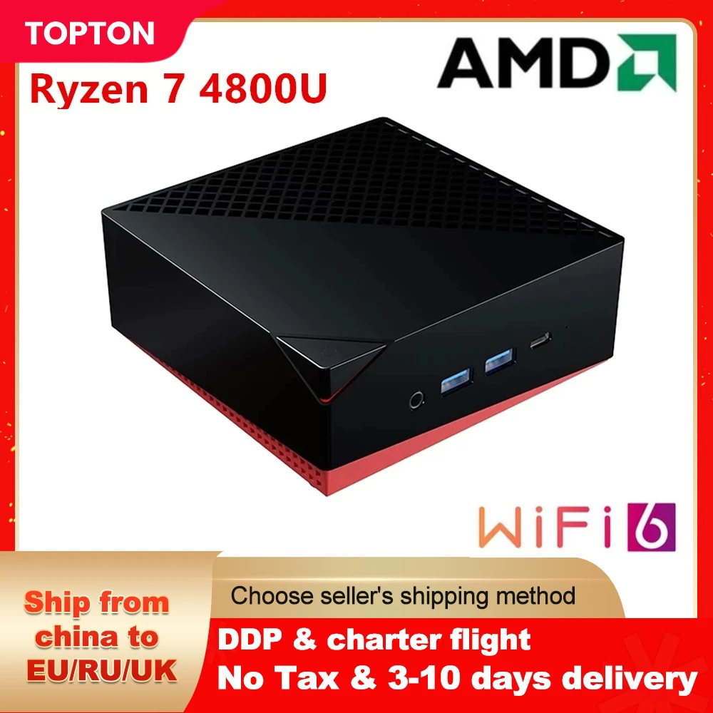 Topton mini computador amd ryzen 7 4800u r7 3750h vega gráfico 2 * ddr4 ...