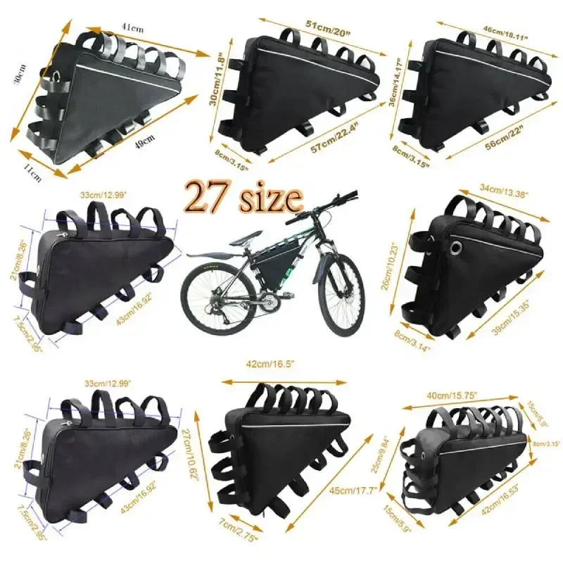 27 size Mountain Bike Triangle Tube Frame Bag Case Battery MTB Storage ...
