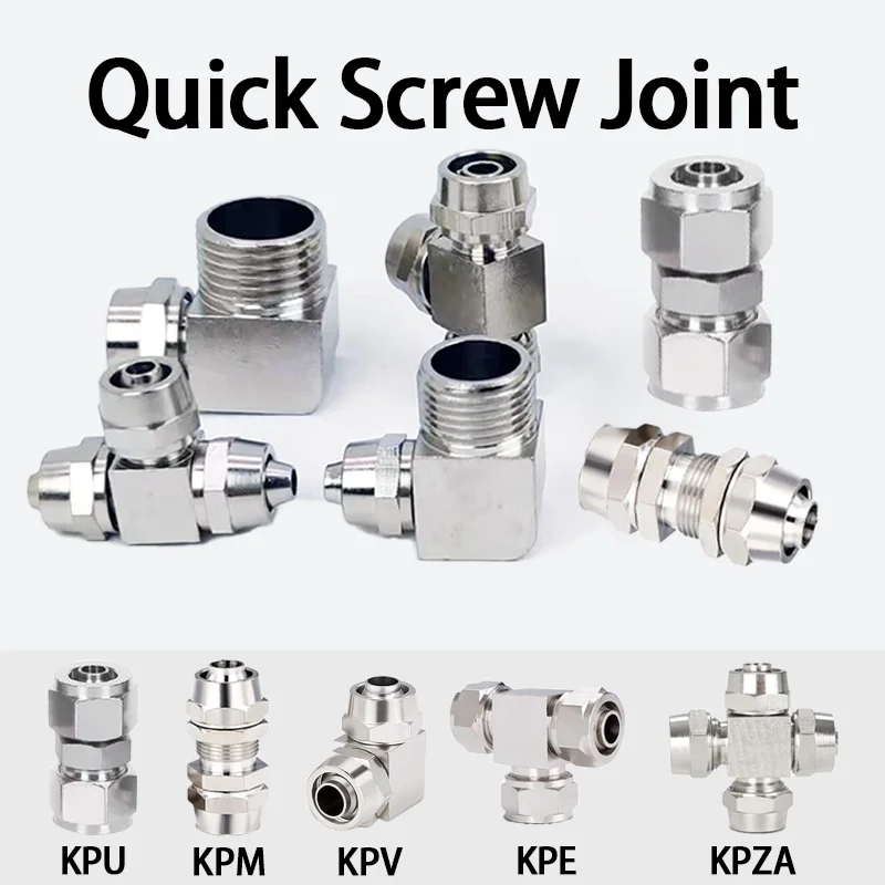 10pcs Copper Plated Nickel Pneumatic Air Quick Connector KPE PM PU PV ...