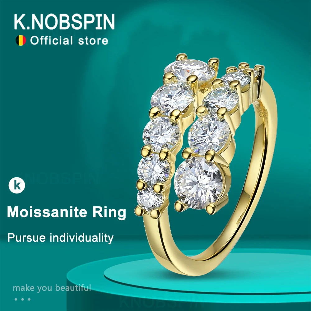 KNOBSPIN-D-VVS-Moissanite-Rings-for-Women-Sparkling-Diamond-Engagement-Wedding-Band-with-GRA-925 ...