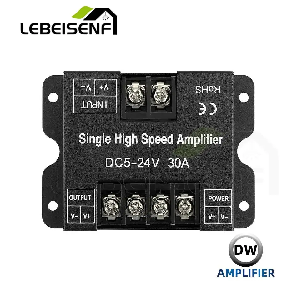 30A LED Amplifier DC 5V 12V 24V 1CH PWM Signal Sync Repeater Power ...