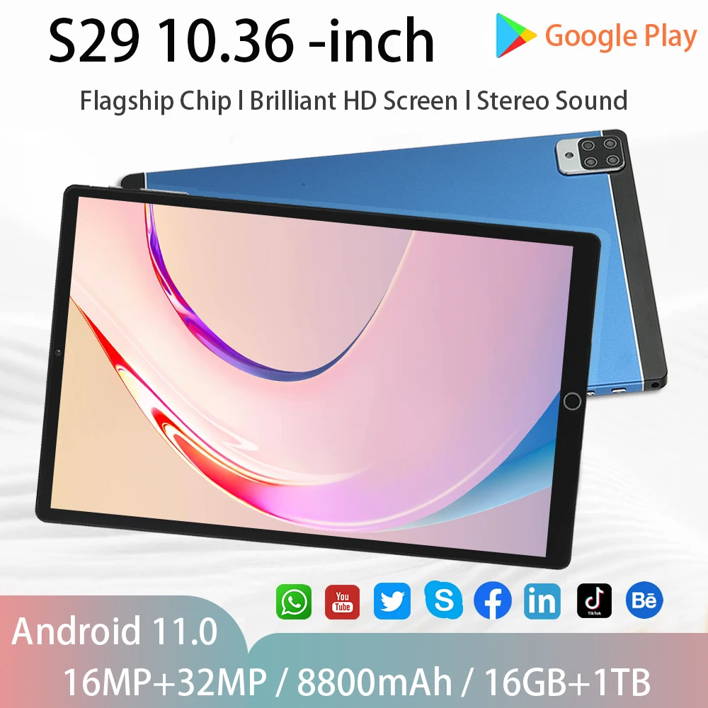 Teclast S29 10.36 Inch Android 11 Tablet MTK6797 10 Core 16GB RAM 1TB ROM Network AI Speed-up ...