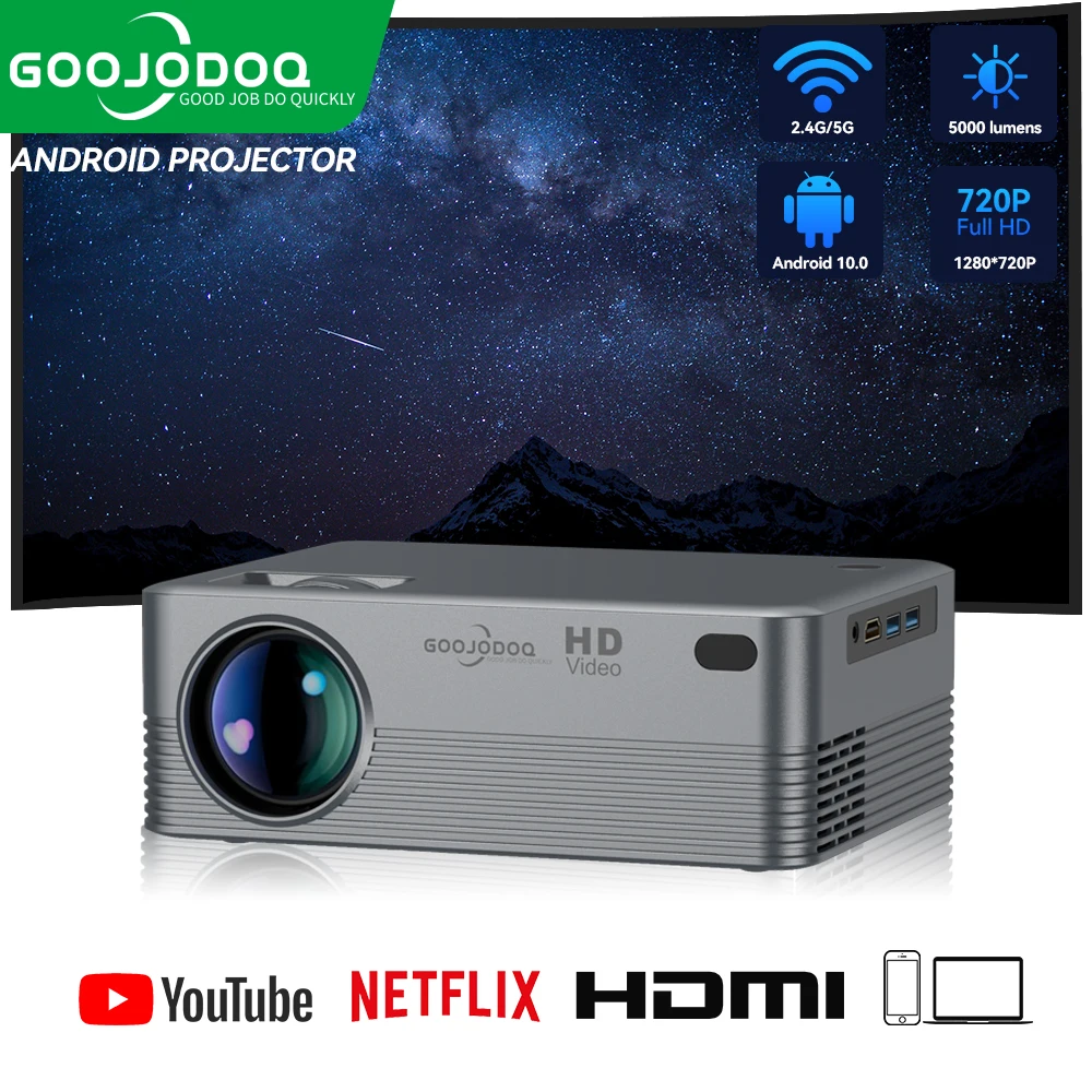 GOOJODOQ-Mini-H5-Projector-4K-Ultra-HD-1280X720-Android-10-Wifi6 ...