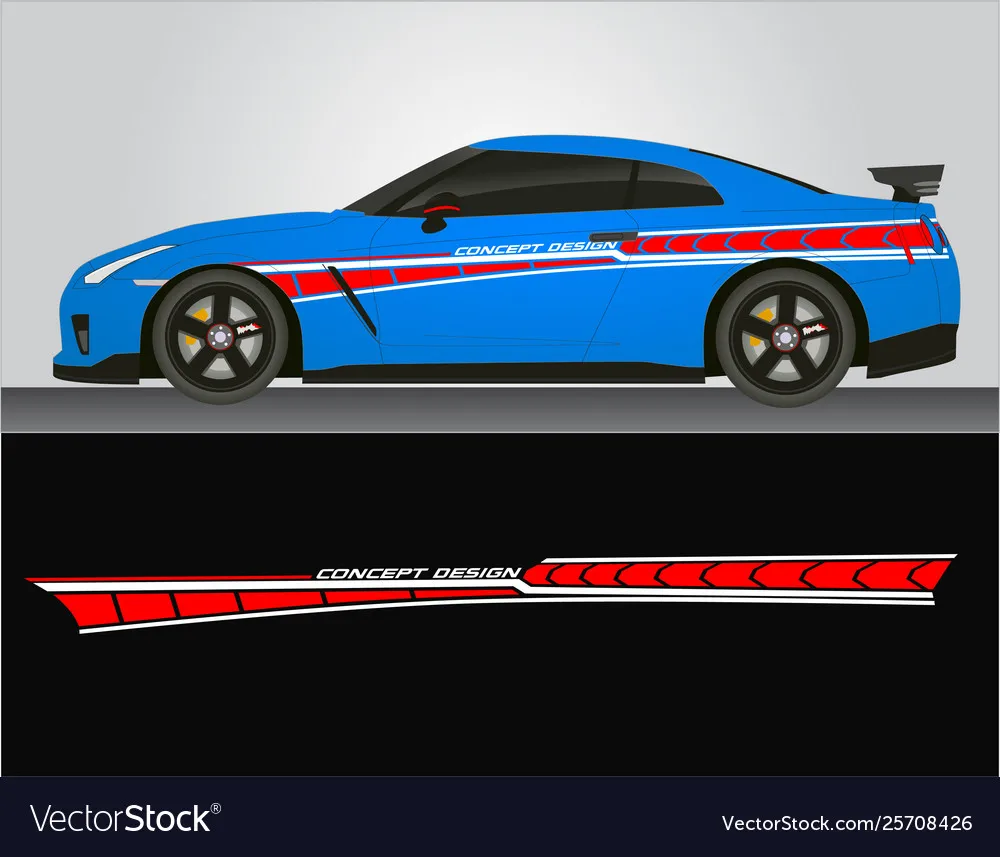 Blue Racing Car Full Wrap Sticker Car Decal Decorative Cut Body Racing ...