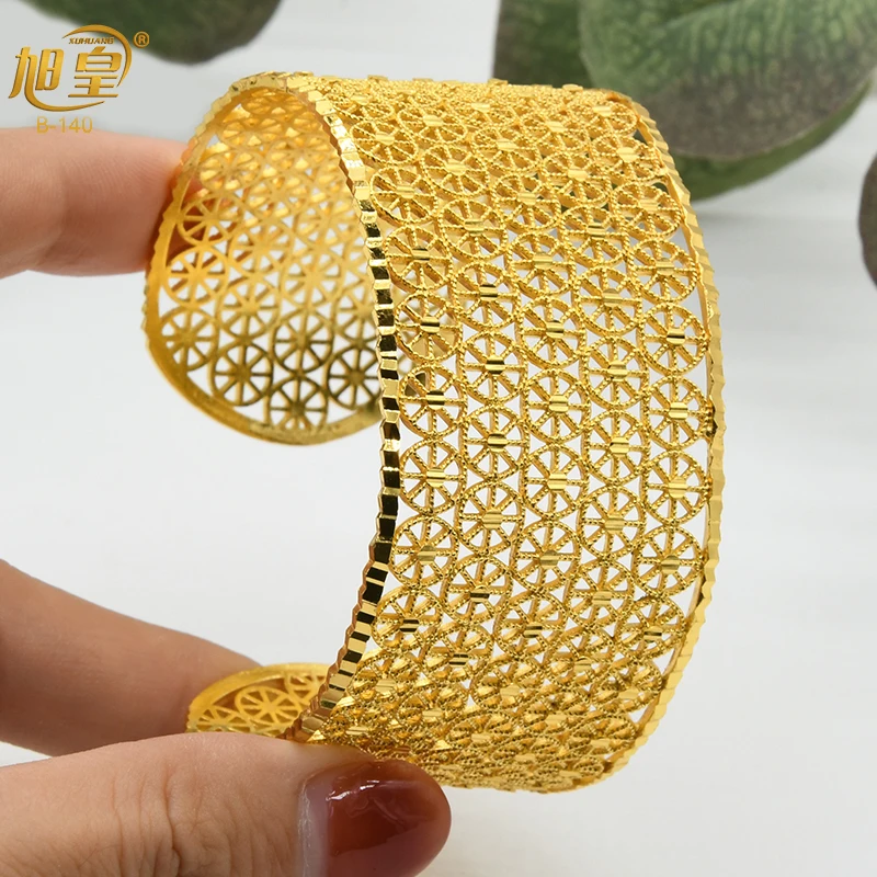 Xuhuang 2pcs/set Dubai Cuff Bangles For Women Luxury Gold Plated ...