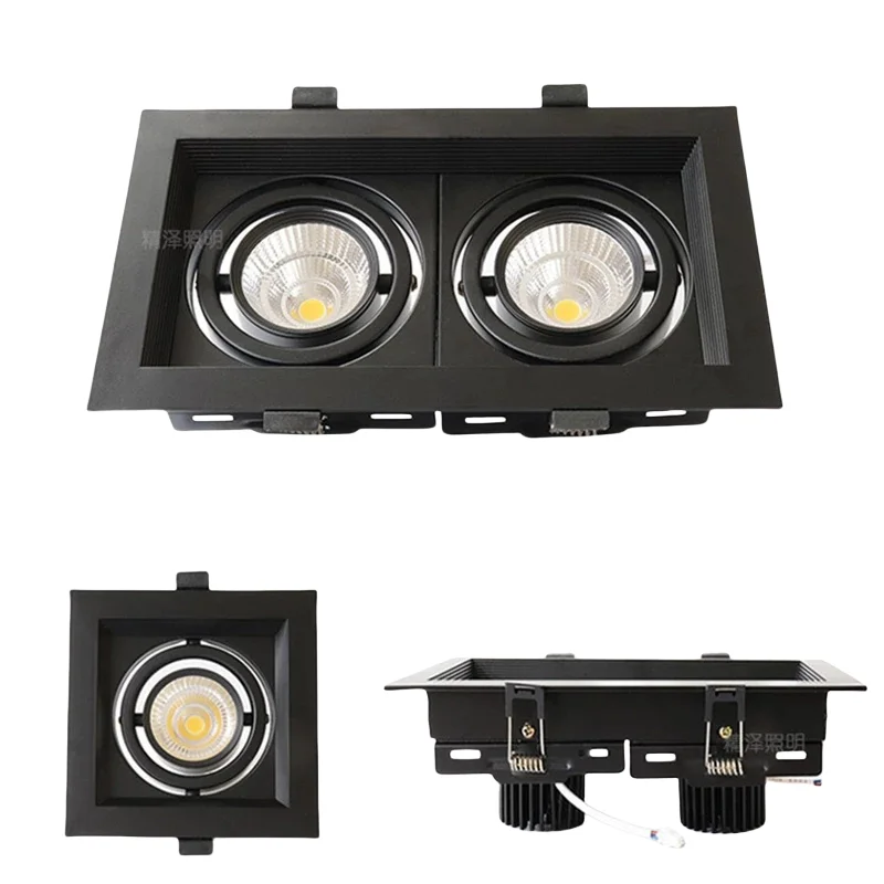 Square Dual Head Embedded COB Dimmable LED Spotlight ...