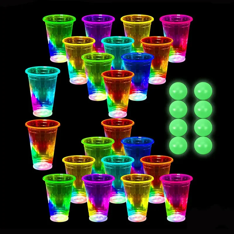 10-22PCS-Glowing-Party-Cups-Glitter-LED-Beer-Party-Cup-Set-Light-Up ...
