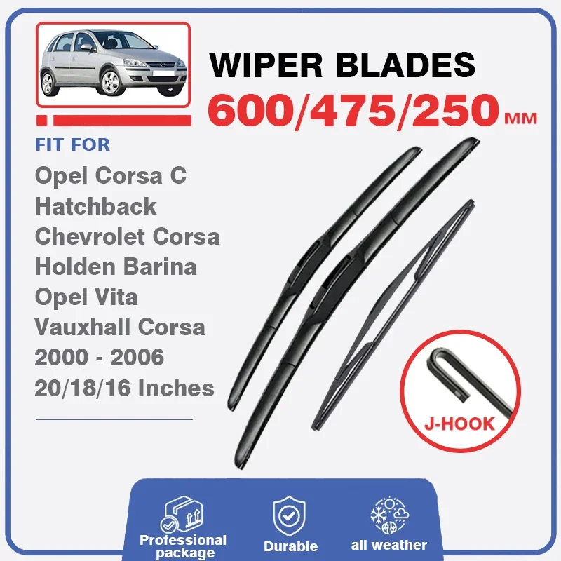 Front Rear Wiper Blades For Chevrolet Vauxhall Opel Corsa C Hatchback ...