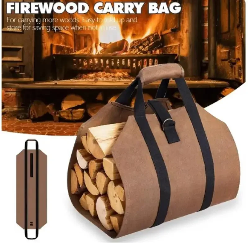 Tote Firewood Storage Bag Supplies Supersized Canvas Firewood Carrier ...