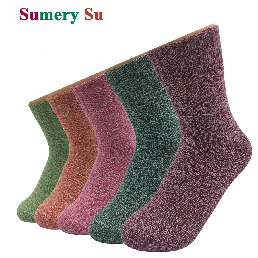 5 Pairs/Lot Wool Socks Women Winter Japanese Harajuku Bohemian Cashmere ...