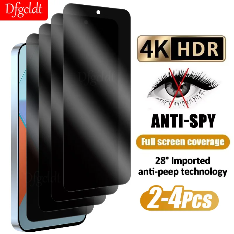 2-4Pcs Anti-spy Tempered Glass For Xiaomi Redmi Note 13 12 11 Pro Plus ...