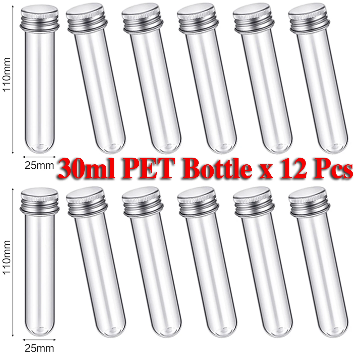 12Pcs-Lab-30ml-PET-Test-Tube-Bottle-Transparent-Cylindrical-Plastic ...