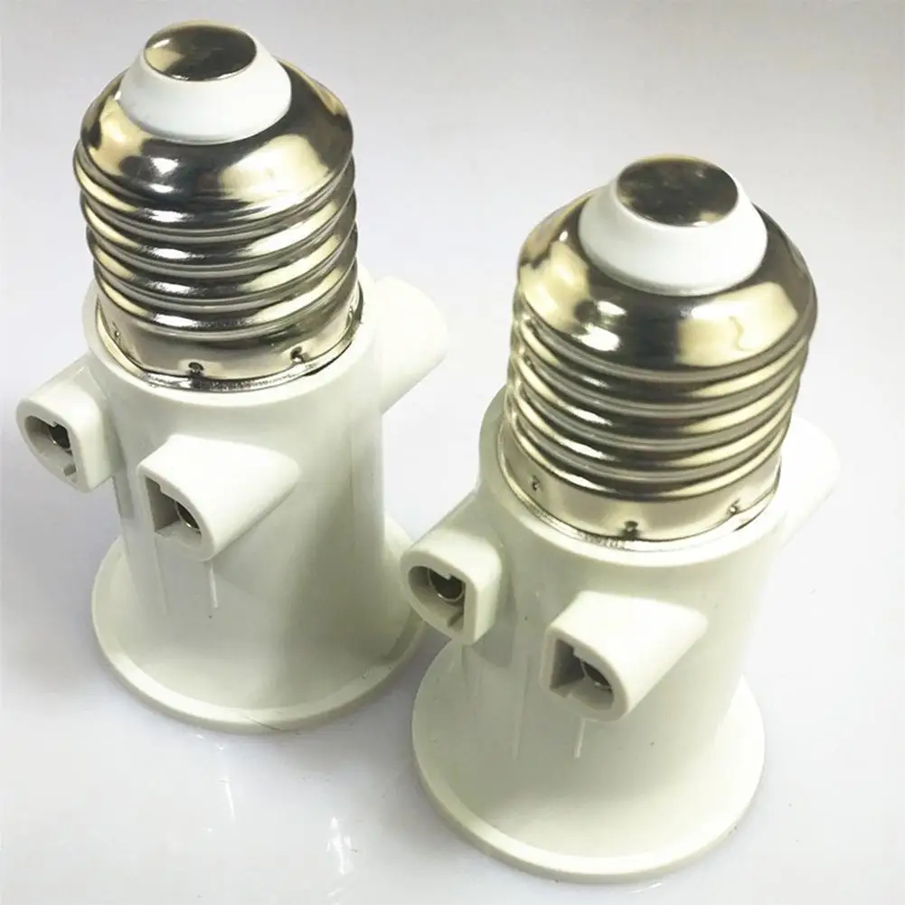 E27-Eu-Led-White-Bulb-Pbt-Lamp-Holder-Light-Socket-Used-Into-2-pin-Plug ...