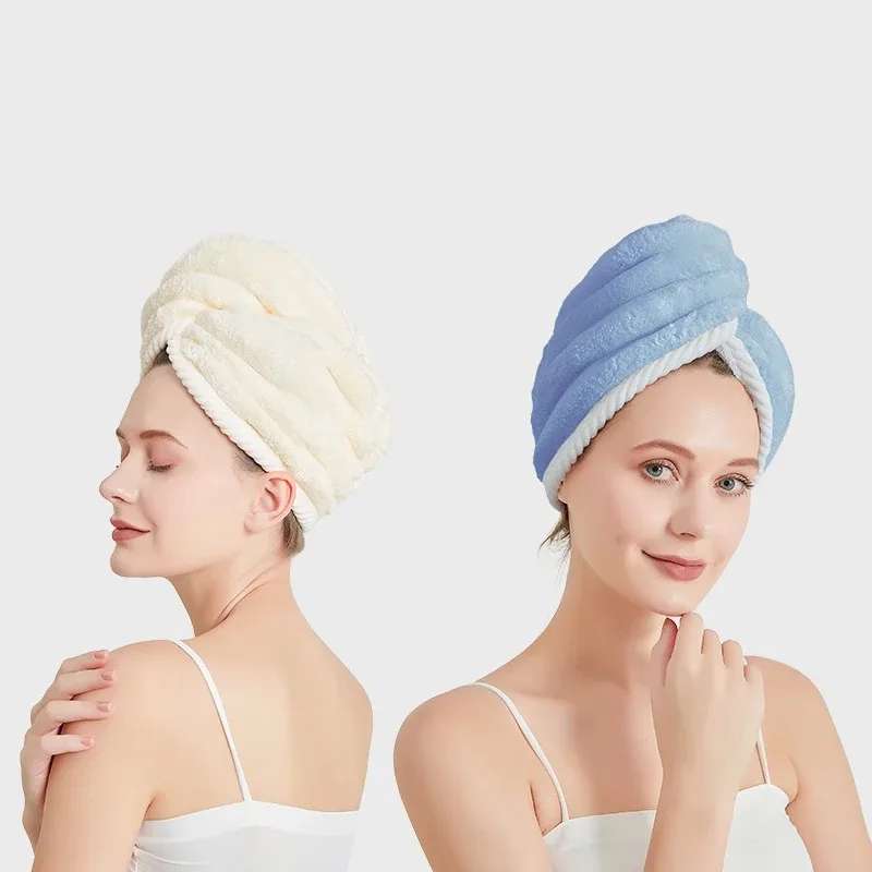 Women-Coral-Fleece-Hair-Towel-Cap-Hat-Bath-Hat-Solid-Towel-Cap-Super ...