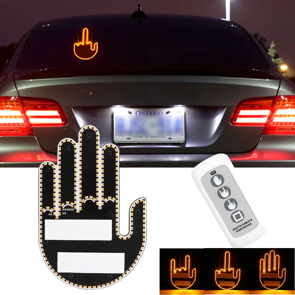 Creative-Fun-Gesture-Light-Car-LED-Finger-Road-Rage-Signs-With-Remote ...