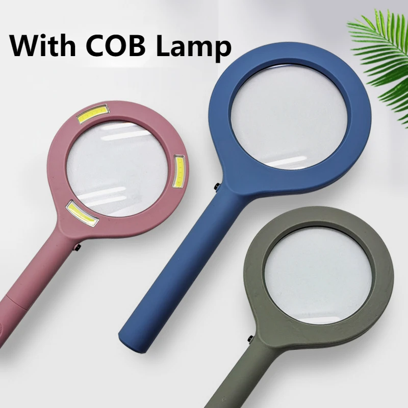 3x-HD-Glass-Plastic-Handle-Magnifying-Glass-Frame-Handheld-with-3-COB ...