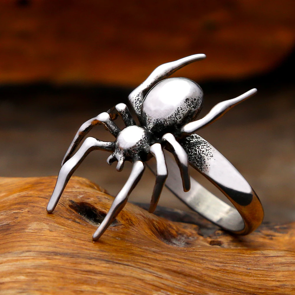 Vintage Goth Spider Ring Stainless Steel Punk Animal Ring For Men Women ...