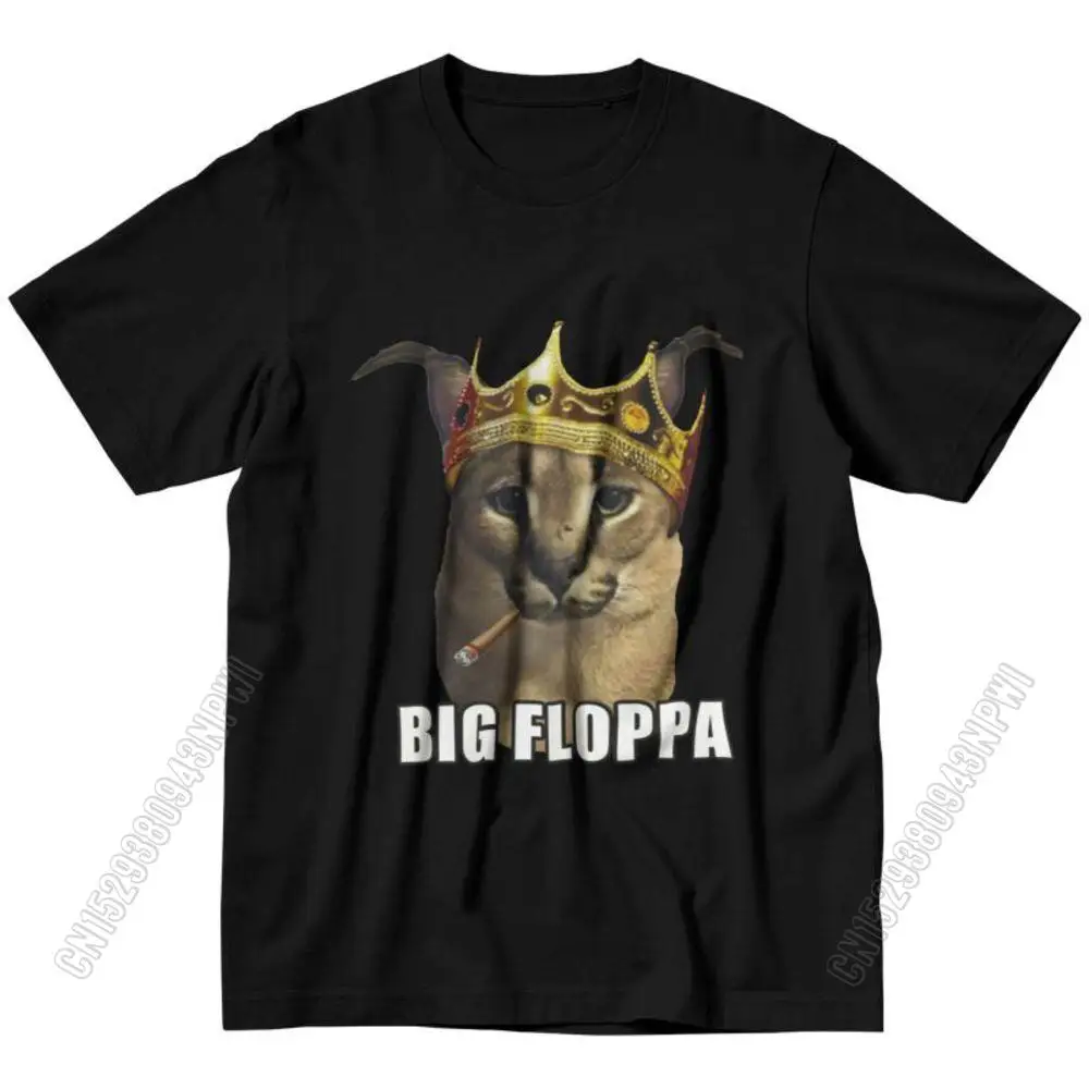 Big Floppa Rapper King Crown Tee Poppa Meme T Shirt Men Pre Shrunk ...