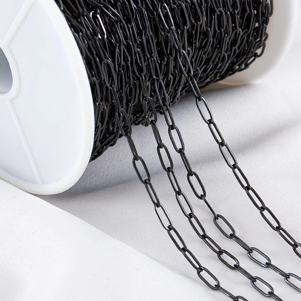 0.5M 1M 2M Gun Black Stainless Steel 2.5mm to 6mm Thin Frame Link Chain ...