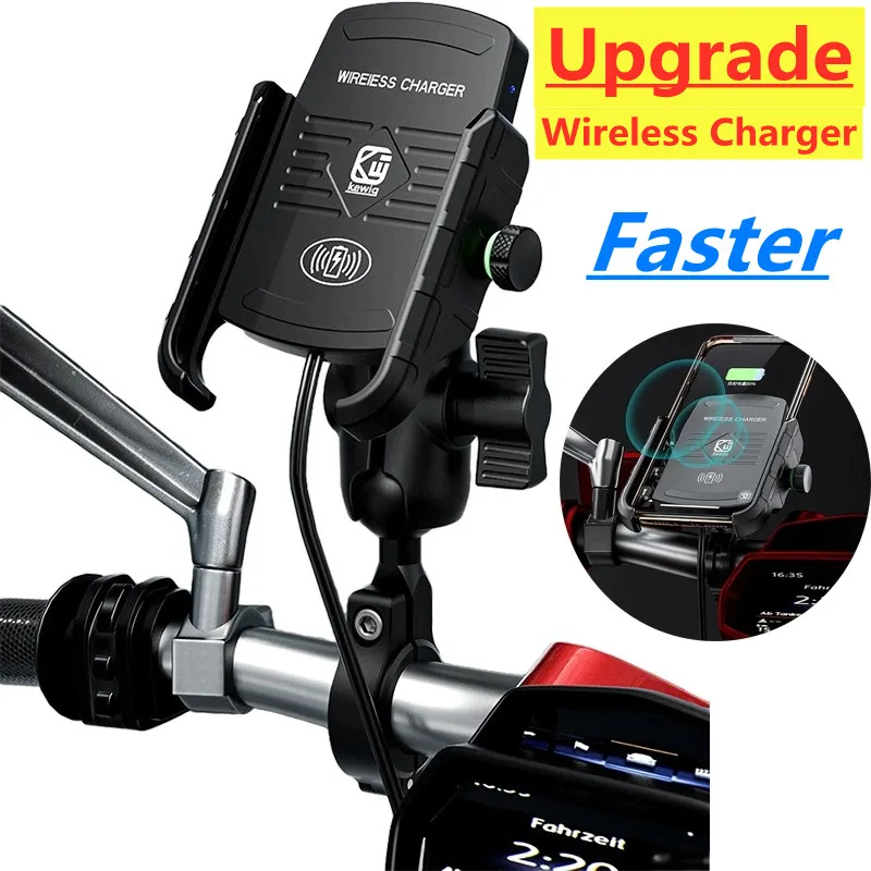 Motorcycle Phone Holder Wireless Charger Moto Motorbike Mirror Mobile ...