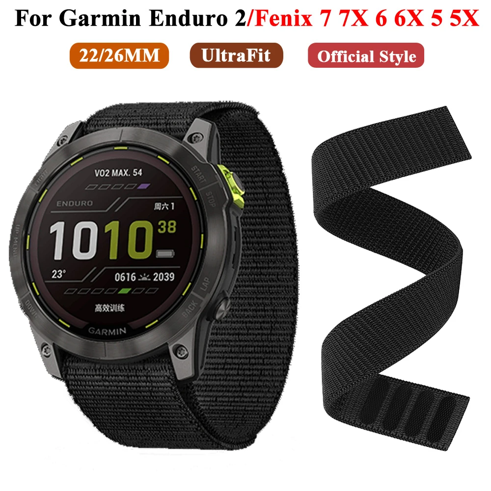 22 26mm Nylon Ultrafit Watchband Strap For Garmin Enduro 2 Fenix 7x 7 ...