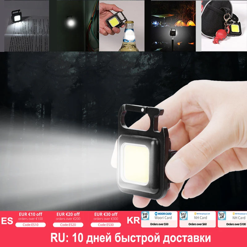 Mini Led Flashlight Keychain Torch Usb - Mini Led Flashlight Work Light ...