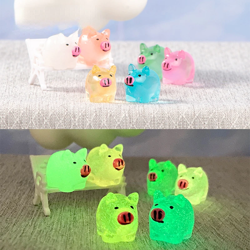 30pcs Mini Resin Pig Luminous Miniature Figurines for Home Garden ...