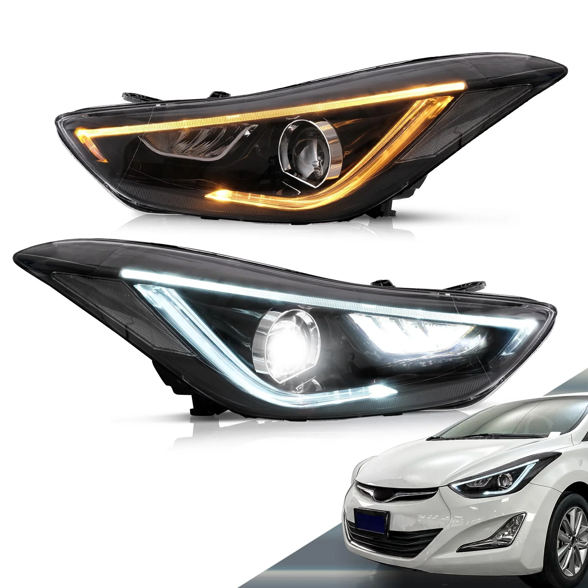 Dual-Beam-Projector-Headlights-For-Hyundai-Elantra-Avante-MD-2011-2015 ...