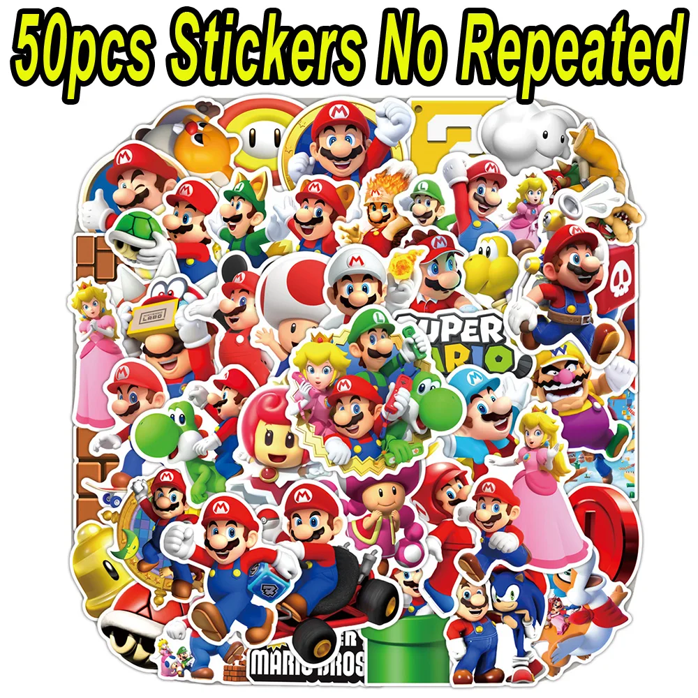 50PCS-Classic-Game-Super-Mario-Sticker-Toys-Graffiti-Decals-Laptop ...