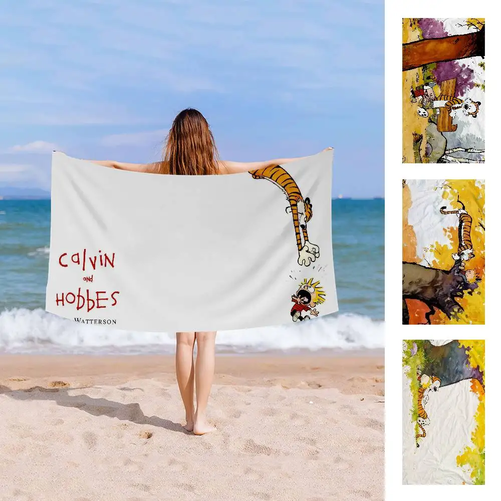 Book C-Calvin and H-Hobbes Bath Towel Microfiber Soft Water Absorbing ...