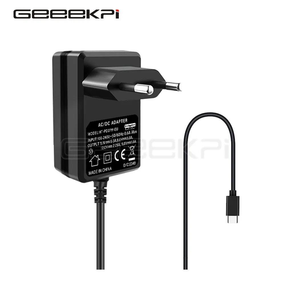 GeeekPi-Raspberry-Pi-5-Power-Supply-Adapter-5V5A-AC-DC-27W-5FT-Cable-EU ...