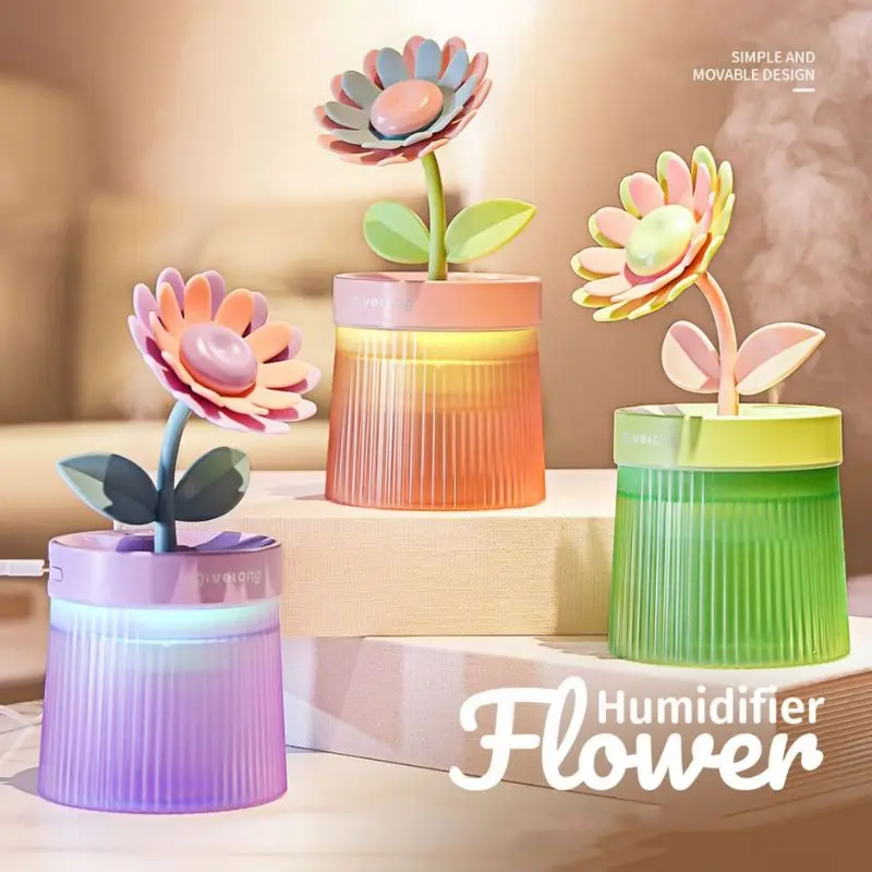 260ML-Humidifier-Flower-Shape-Low-Noise-Essential-Oil-Diffuser-Air ...