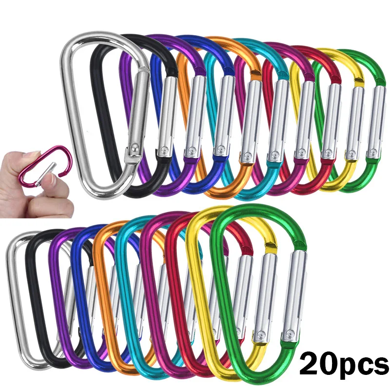 10-20PCS-5-Carabiner-Keychain-Alluminum-D-ring-Buckle-Multi-Colors ...