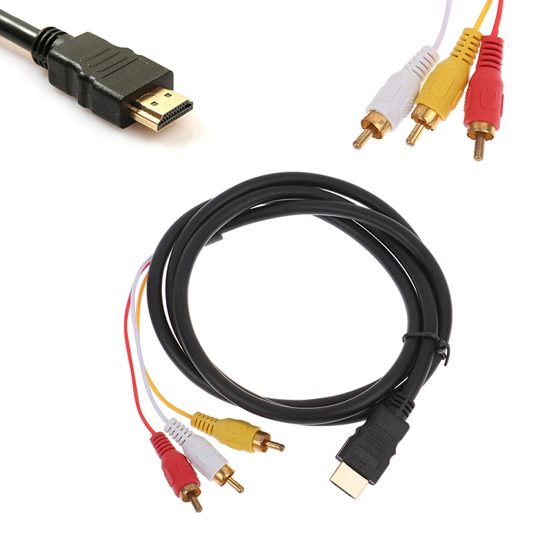1pc 5ft HDMI 3rca와 호환가능 AV 컨버터, 비디오 오디오 컨버터 컴포넌트 어댑터 케이블, PC TV 용 ...