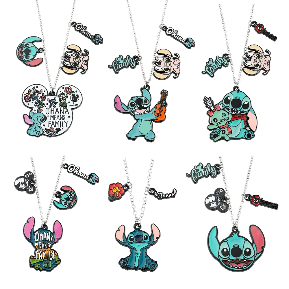 Disney-collar-de-Anime-Stitch-Ohana-media-colgante-familiar-de-Lilo ...