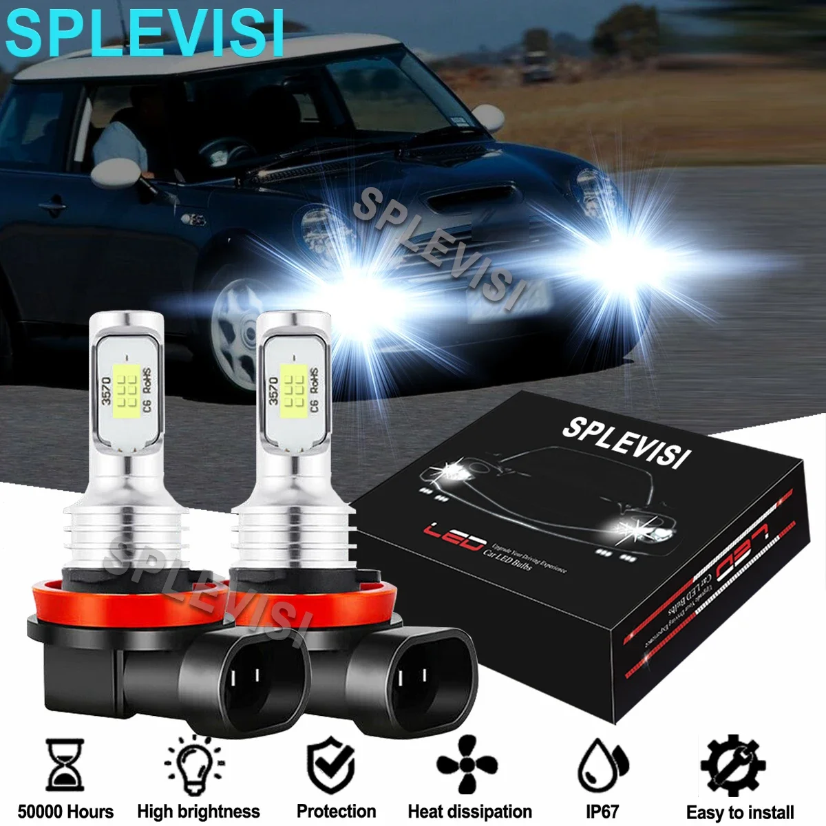 2x-LED-Foglight-Bulbs-6000K-White-For-Mini-Cooper-R50-Mini-One-Cooper ...