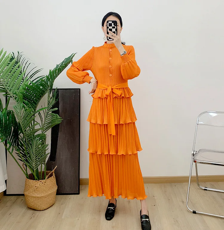 Miyake-Summer-New-Pleated-Printing-Dress-Stringy-Selvedge-Lantern ...