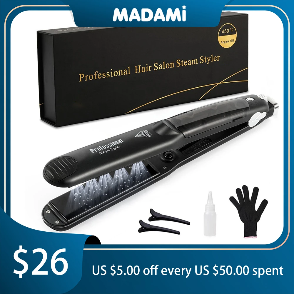 Professional Steam Hair Straightener Curler 2 In 1 Tourmaline Ceramic ...