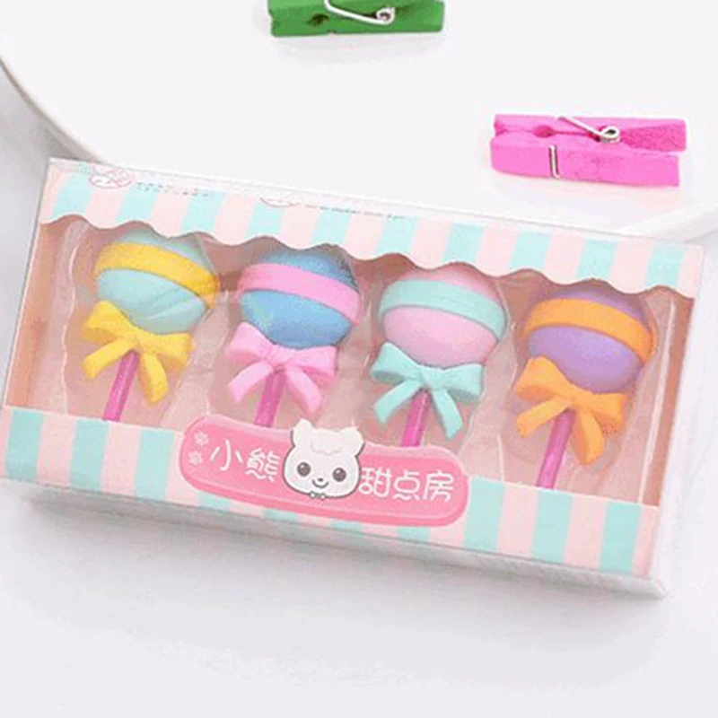 4-Pcs-Yummy-Dessert-Erasers-Set-Mini-Lollipop-Icecream-Popsicle-Donuts ...