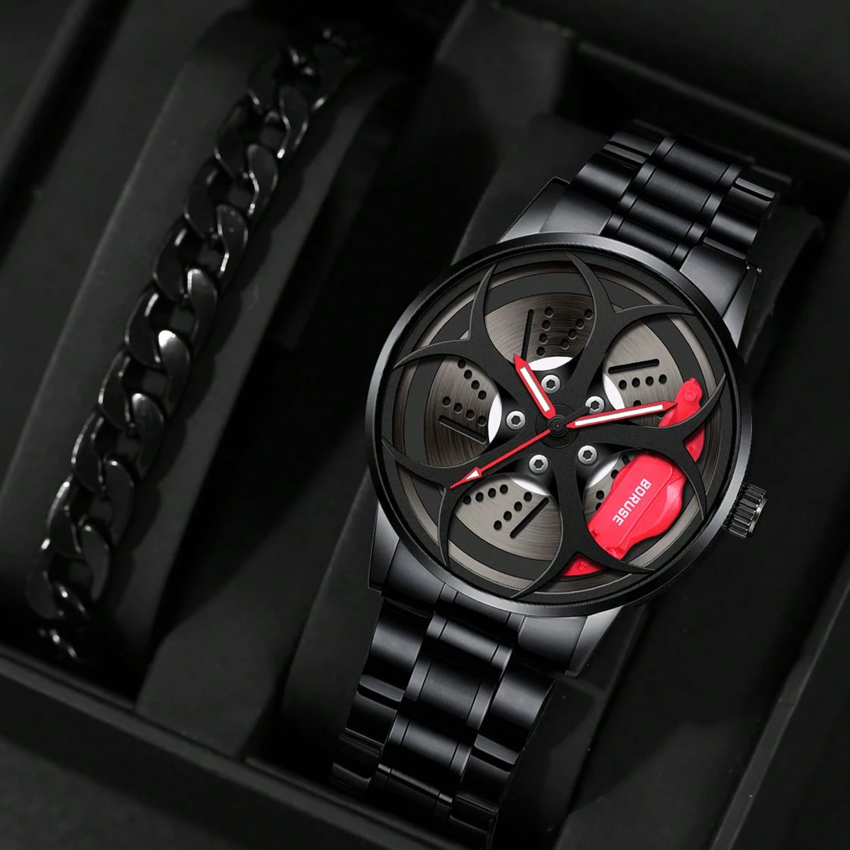 2PCS-Set-Men-s-Fashion-Car-Wheel-Watches-Luxury-Men-Sports-Waterproof ...
